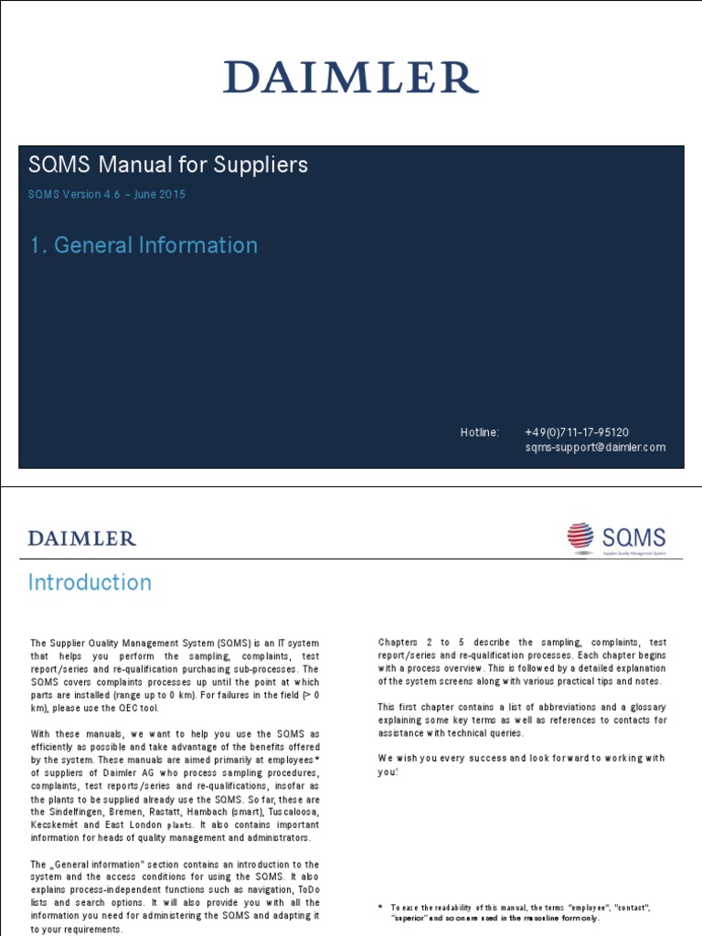 SQMS Manual For Suppliers: 1. General Information | PDF | Login | Internet