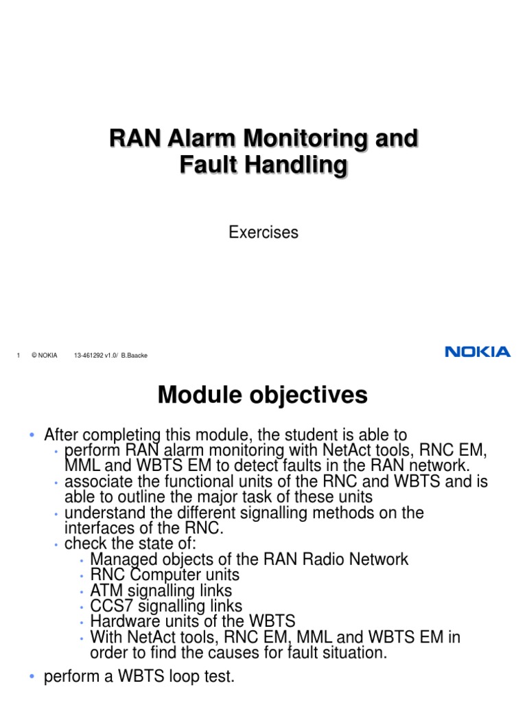 RAN Alarm Monitoring and Fault Handling: Exercises | PDF | Asynchronous ...