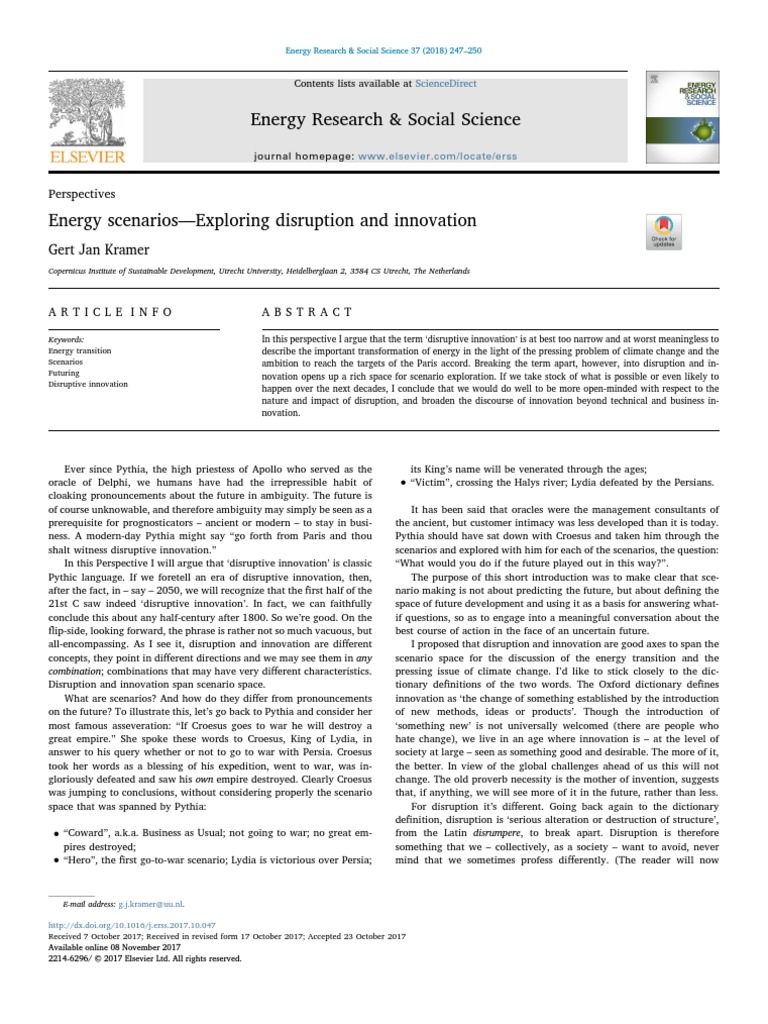 Energy Research & Social Science: Gert Jan Kramer | PDF | International ...