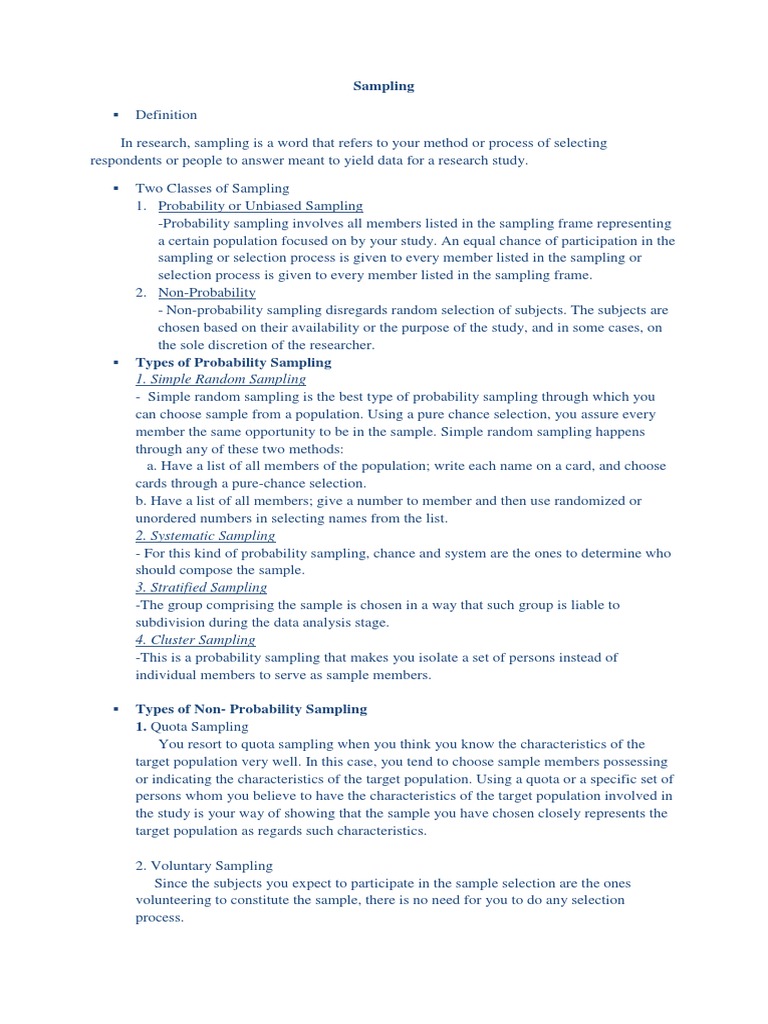 Simple Random Sampling | PDF | Sampling (Statistics) | Probability And ...
