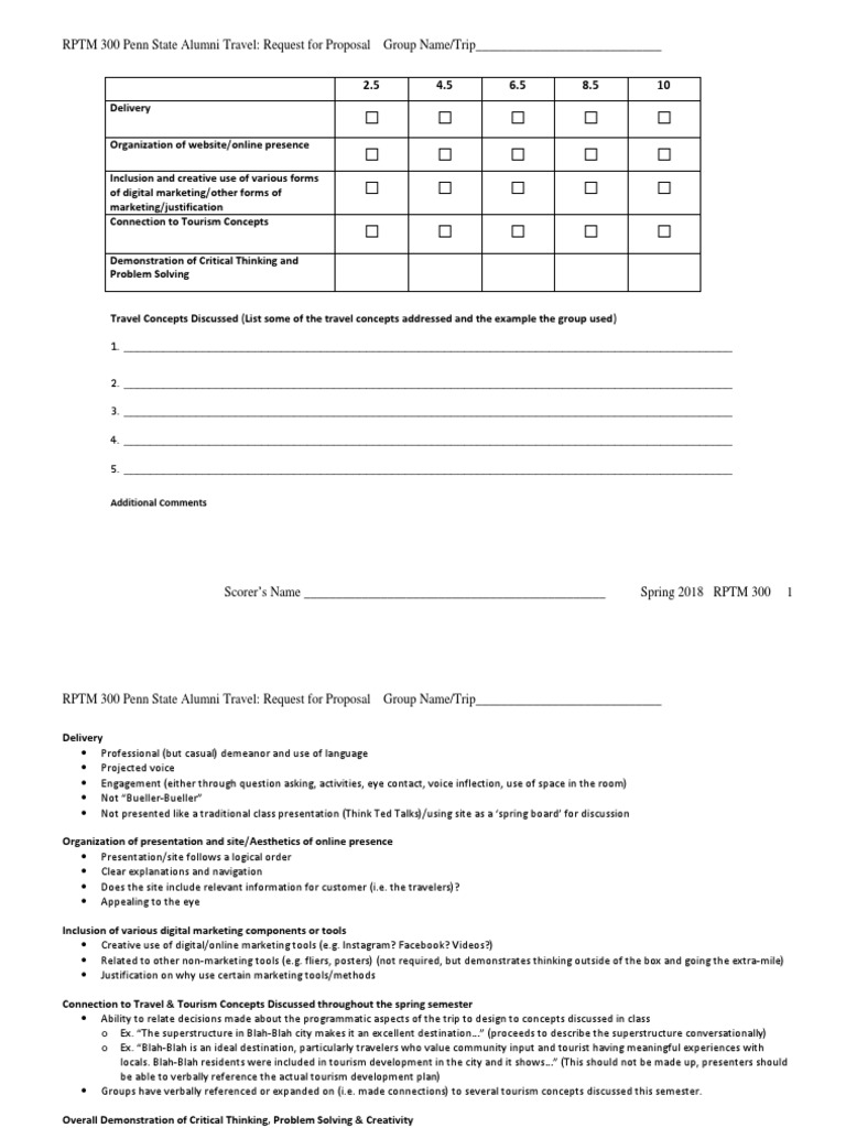 RFP Presentation Rubric | PDF | Critical Thinking | Request For Proposal