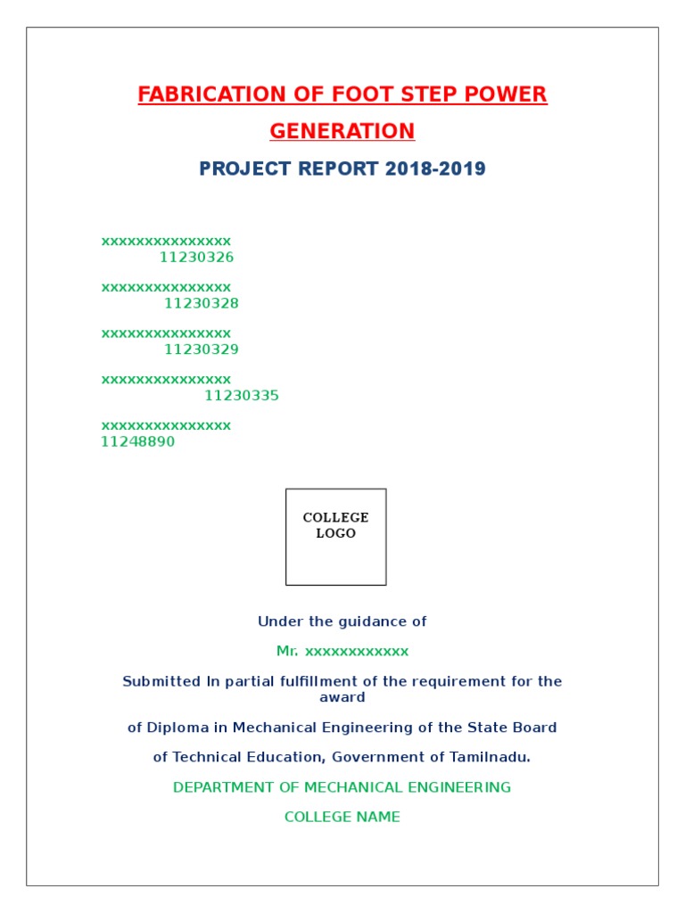 Fabrication of Foot Step Power Generation-Cbi | PDF | Rechargeable ...