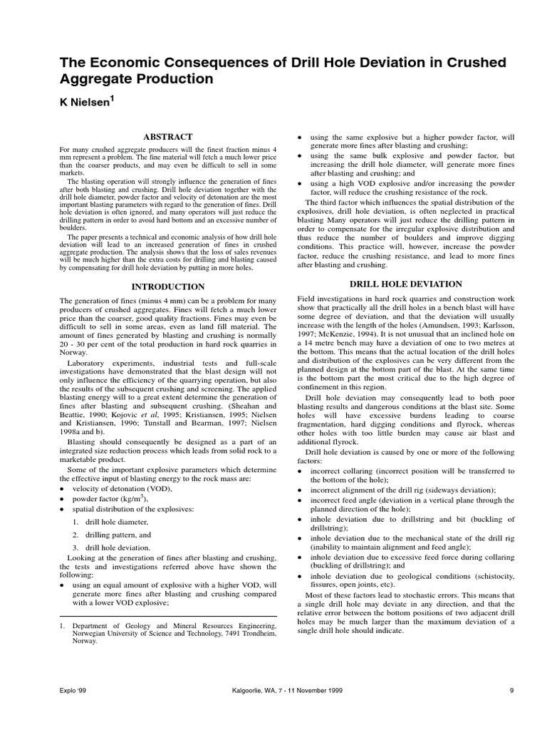 The Economic Consequences of Drill Hole Deviation in Crushed Aggregate ...