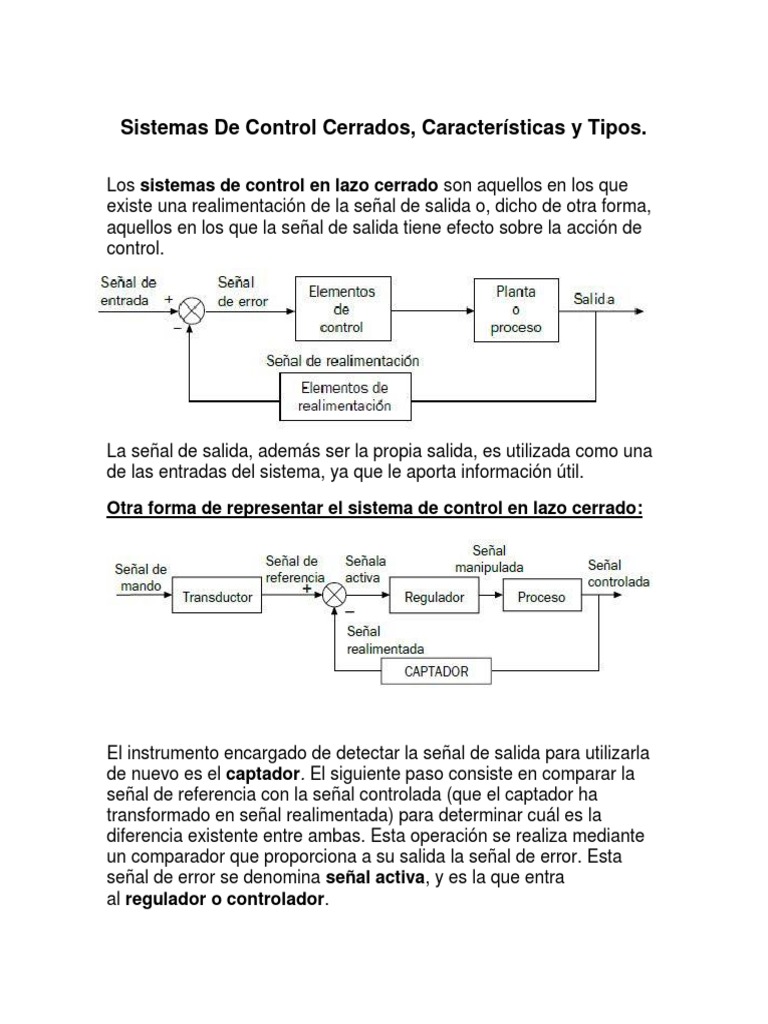 Sistema de Control en Lazo Cerrado | PDF | Sistema de control ...