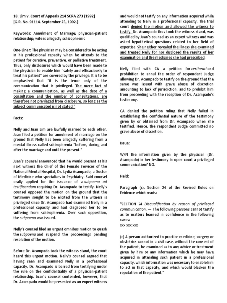 Lim v. Court of Appeals | PDF | Witness | Testimony