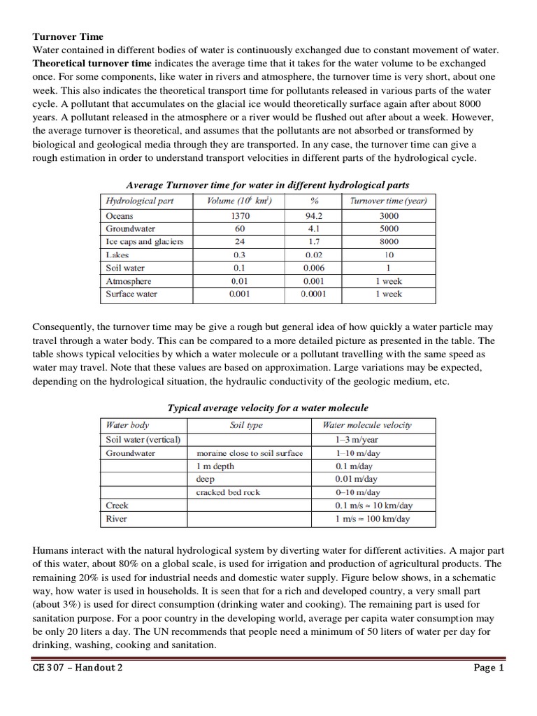 02 Turnover Time PDF | PDF | Hydrology | Water