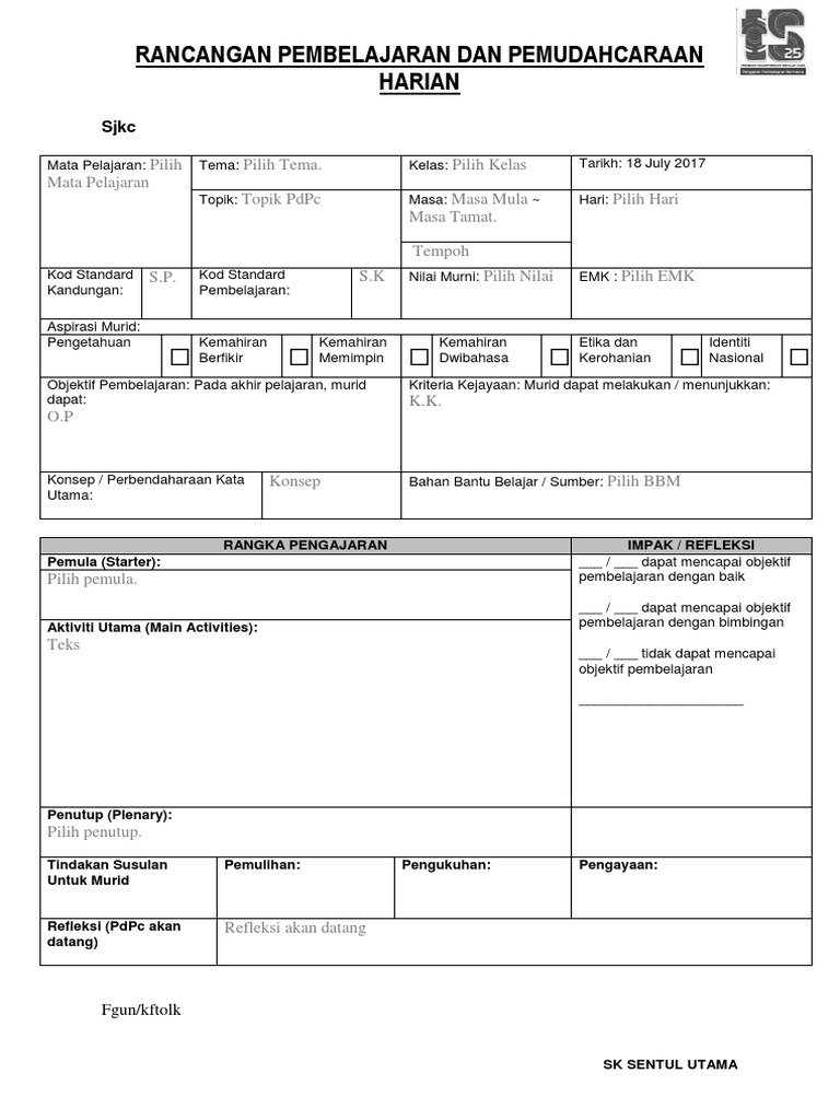 Contoh RPH TS25 | PDF
