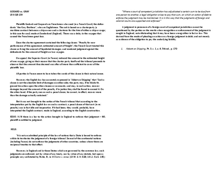 Godard vs. Gray LR 6 QB 139 | PDF | Damages | Judgment (Law)