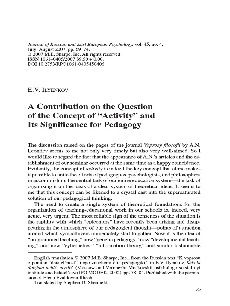 E.V. ILYENKOV - A Contribution On The Question of The Concept of ...