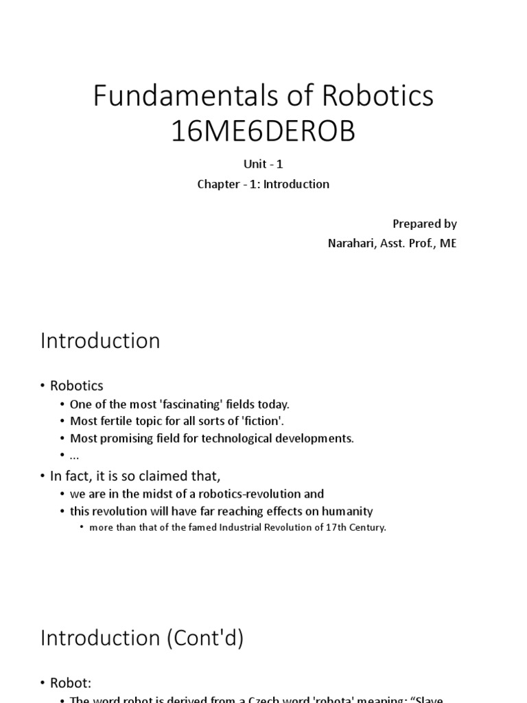 Introduction To Robotics | PDF | Robot | Robotics