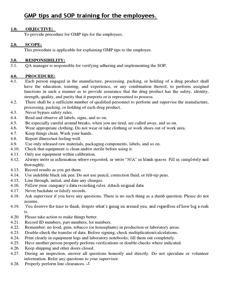 GMP Training Guidelines for Employees | PDF | Quality Assurance | Business
