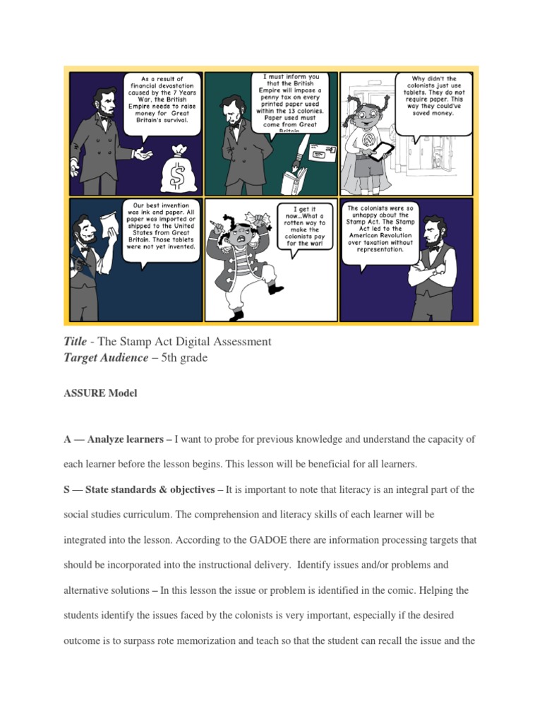 Title - The Stamp Act Digital Assessment Target Audience - 5th Grade ...