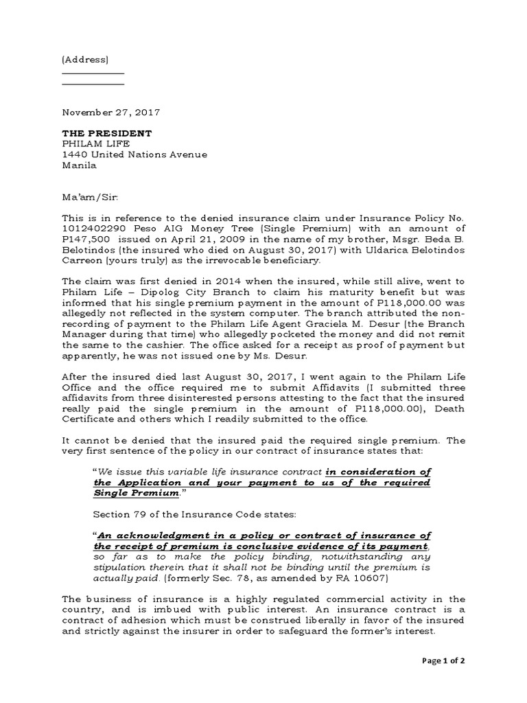 Letter Insurance | Download Free PDF | Insurance | Insurance Policy