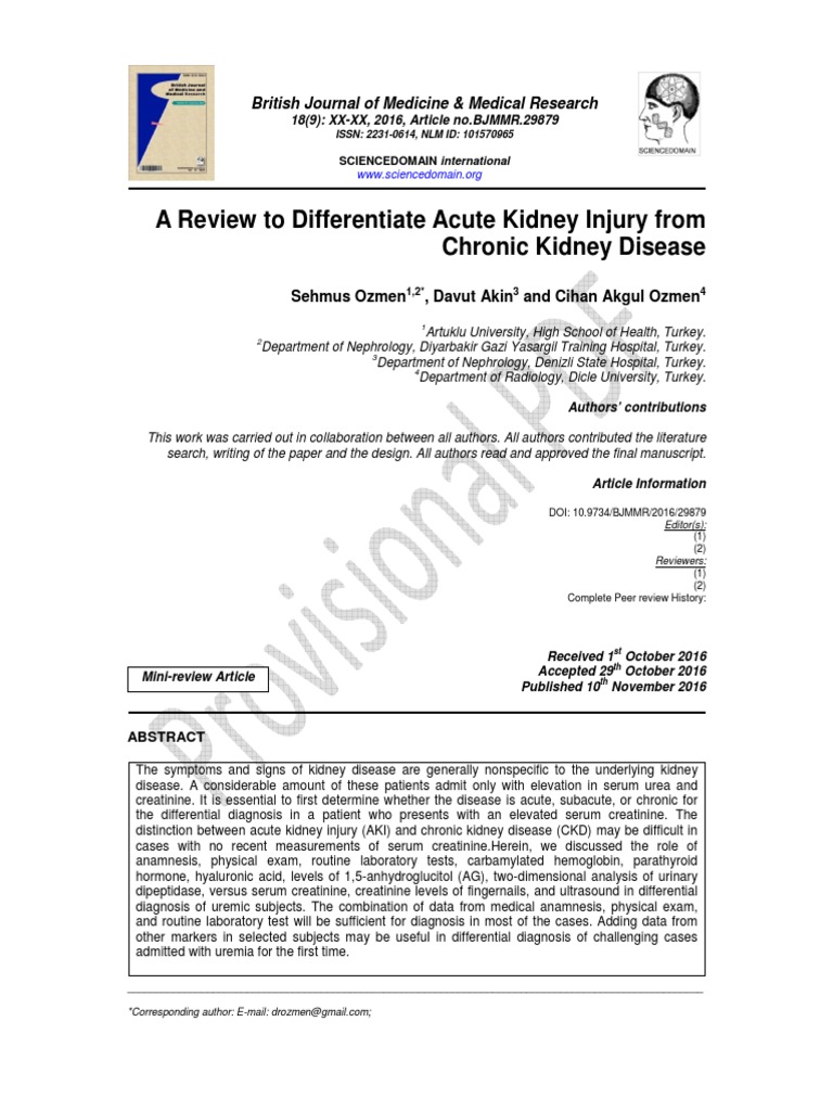 Perbedaan AKI CKD | PDF | Chronic Kidney Disease | Clinical Medicine