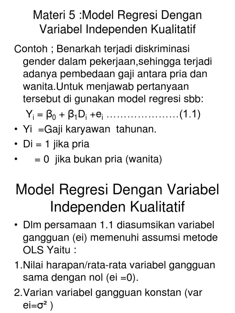 Regresi Variabel Independen Kualitatif | PDF
