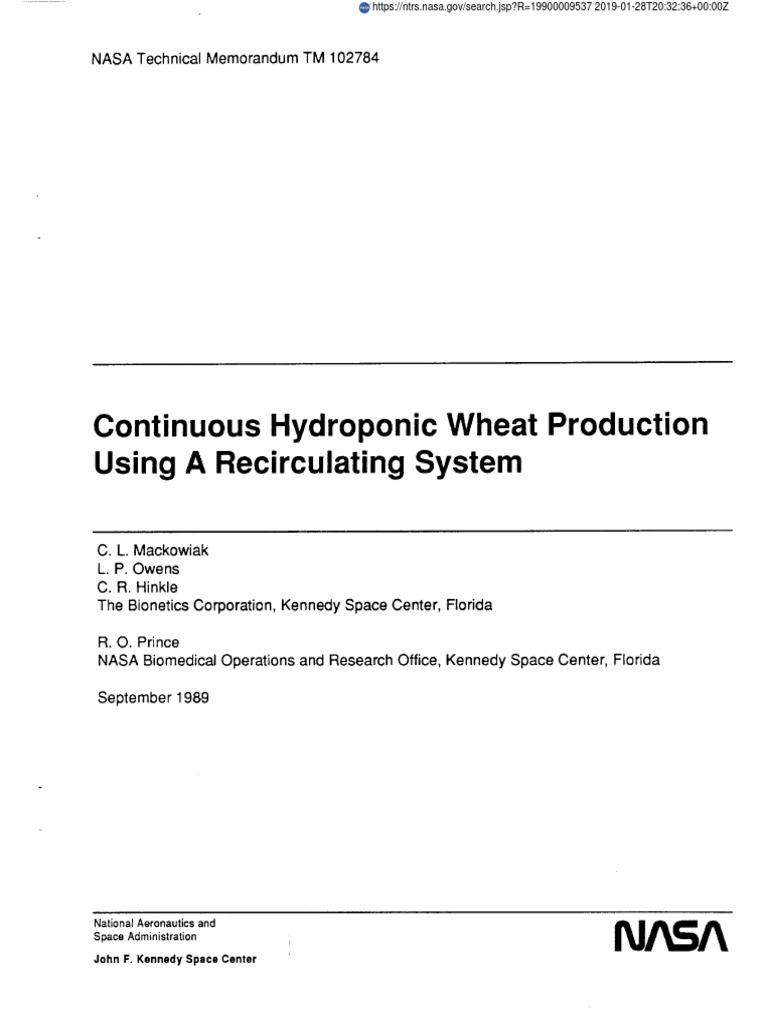 Continuous Hydroponic Wheat Production Using A Recirculating System ...