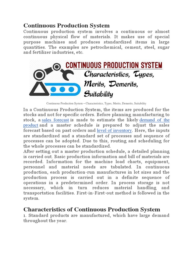 Continuous Production System | PDF | Mass Production | Operations ...
