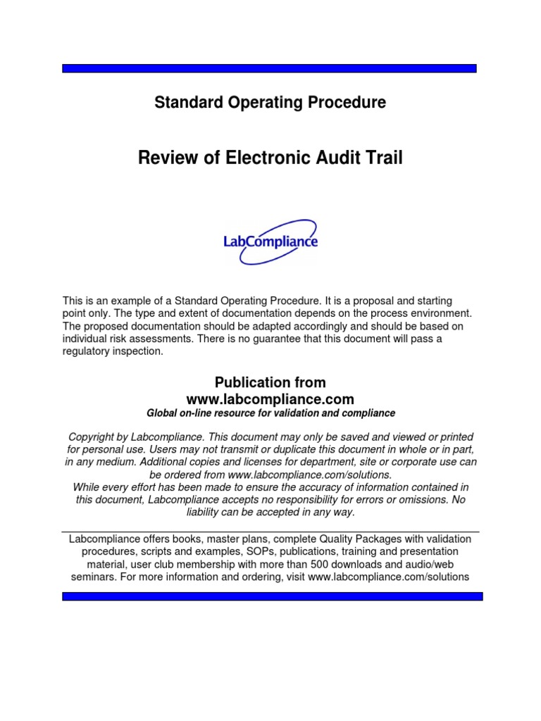 SOP For Audit Trail Reveiw | PDF | Audit | Business