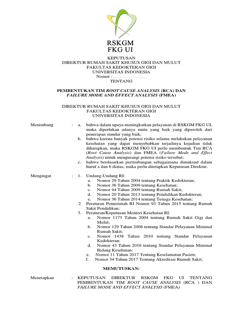 SK Pembentukan Tim Rca, Fmea | PDF