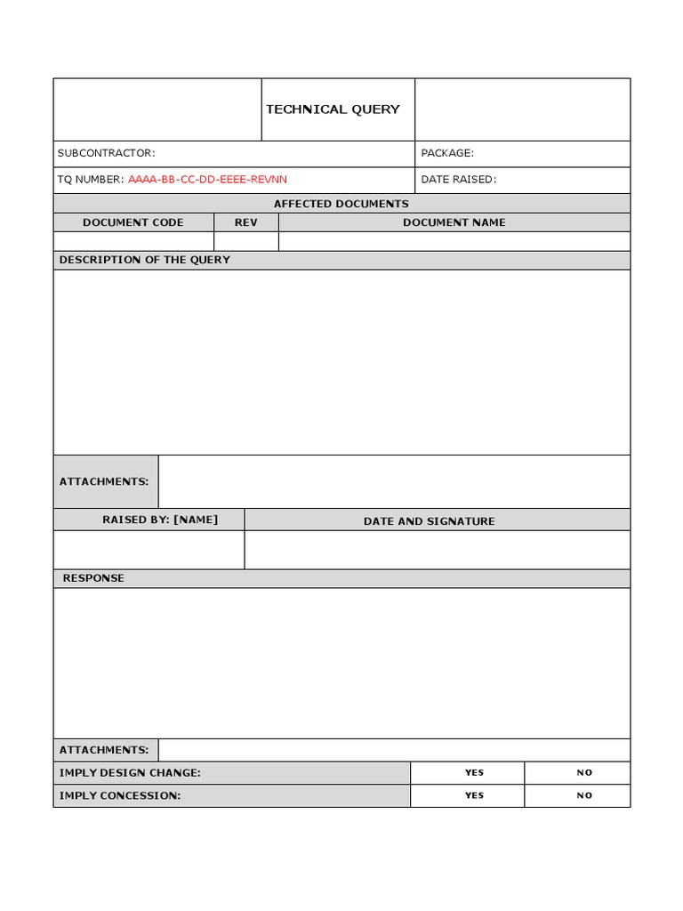 TECHNICAL QUERY by Subcontractors | PDF
