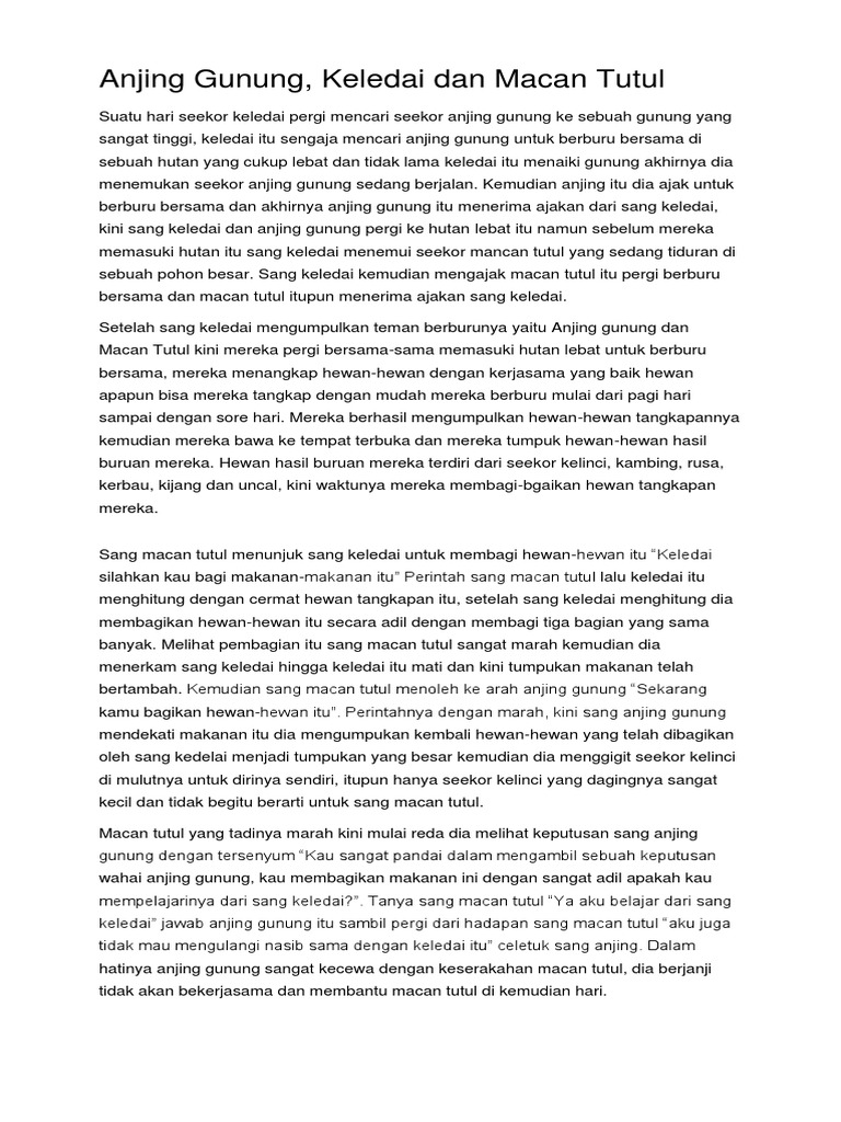 Contoh Teks Fabel | PDF