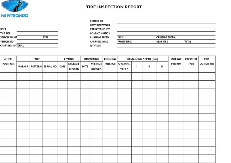 Tire Inspection Report | PDF | Tire | Fuel Economy In Automobiles