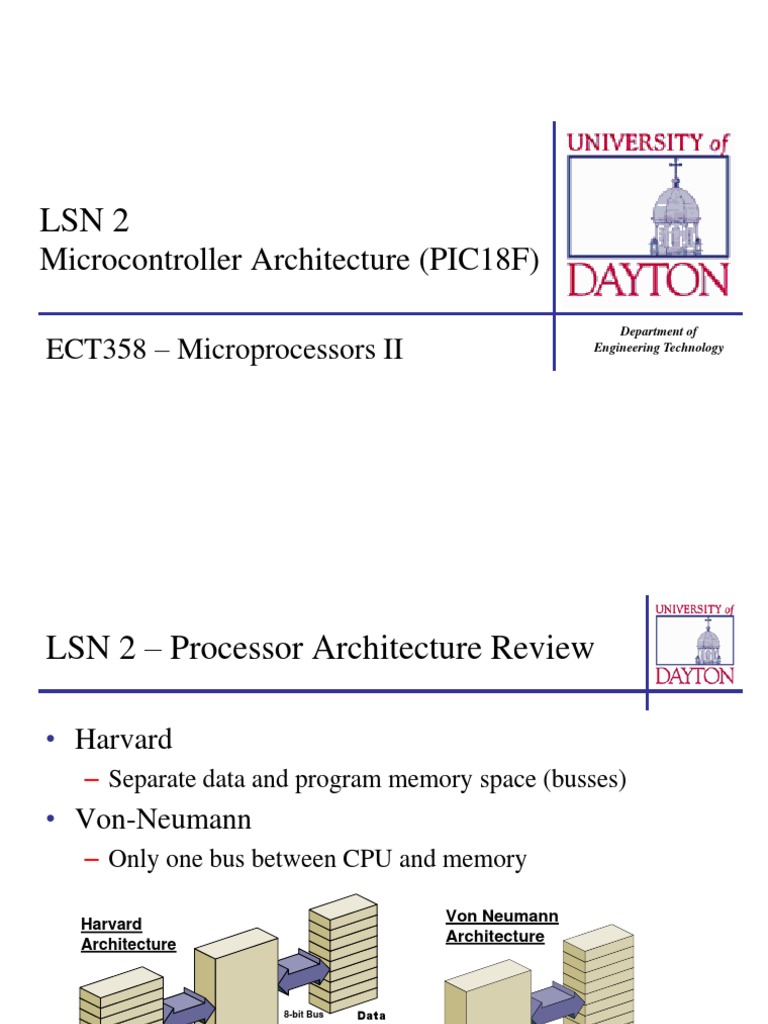 Microcontroller Architecture (PIC18F) : ECT358 - Microprocessors II | PDF | Central Processing ...