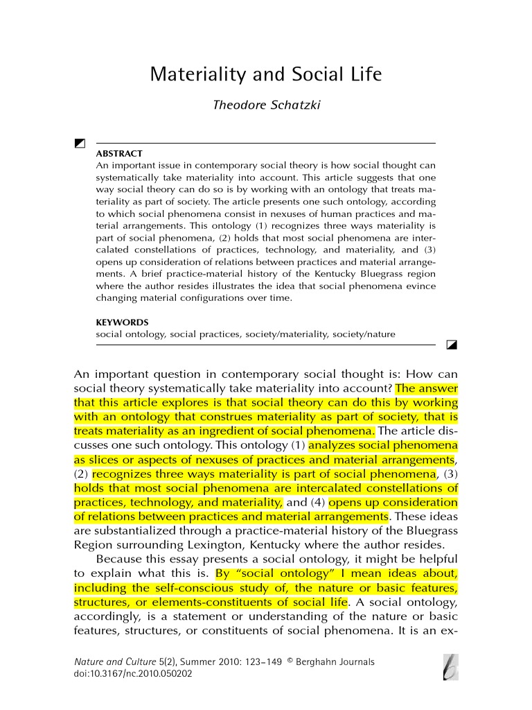 Materiality and Social Life | PDF | Social Theory | Theory