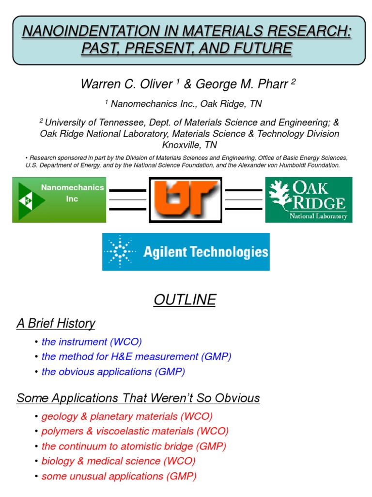 Oliver and Pharr - Nanoindentation History - 021511 | PDF | Materials ...