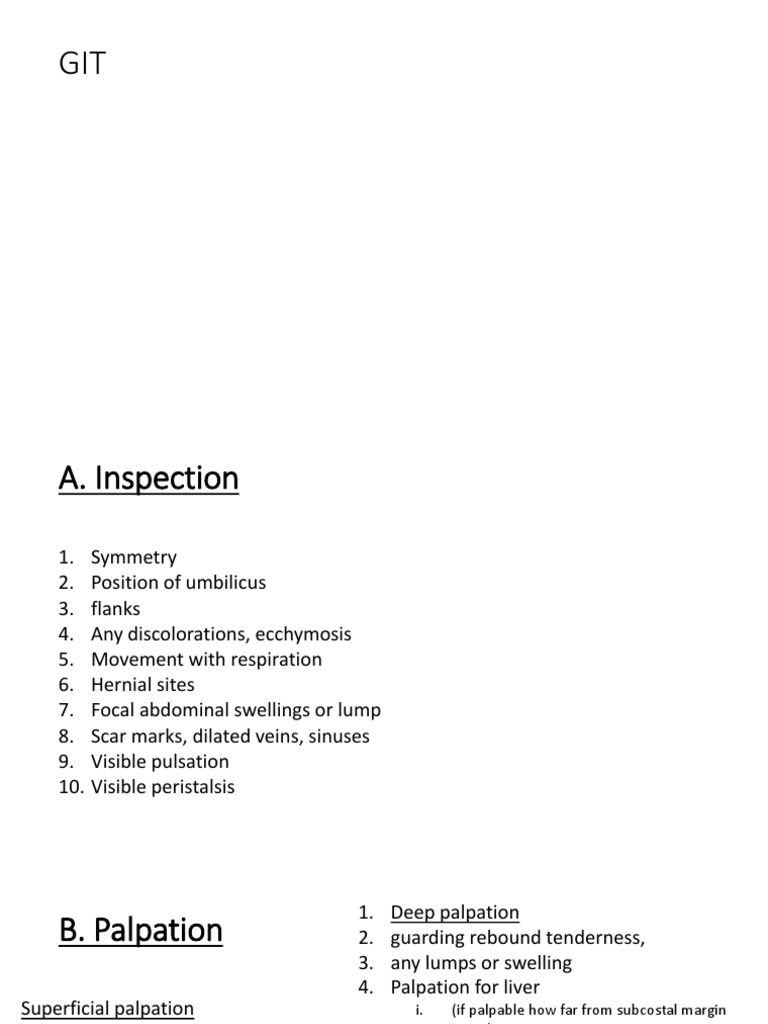 GIT Examination | PDF | Liver | Spleen