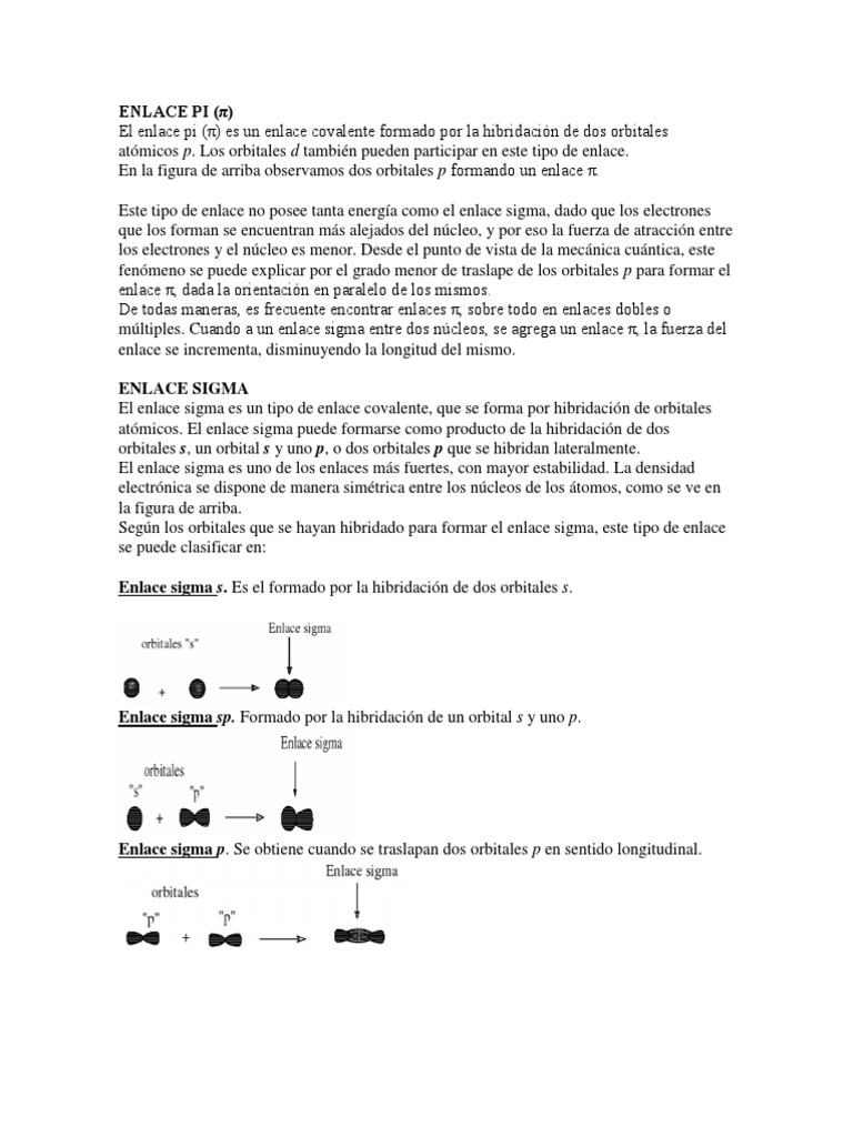 Enlace Pi | PDF | Enlace químico | Orbital Molecular