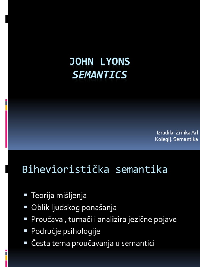 John Lyons - Semantika | PDF