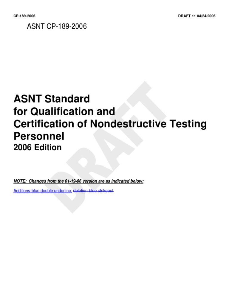 ASNT CP-189-2006-Draft.pdf | Nondestructive Testing | Certification