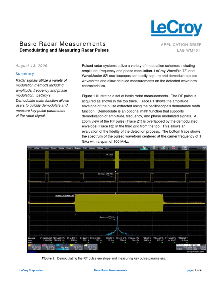 Basic Radar Measurements - Lecroy | PDF | Modulation | Amplitude