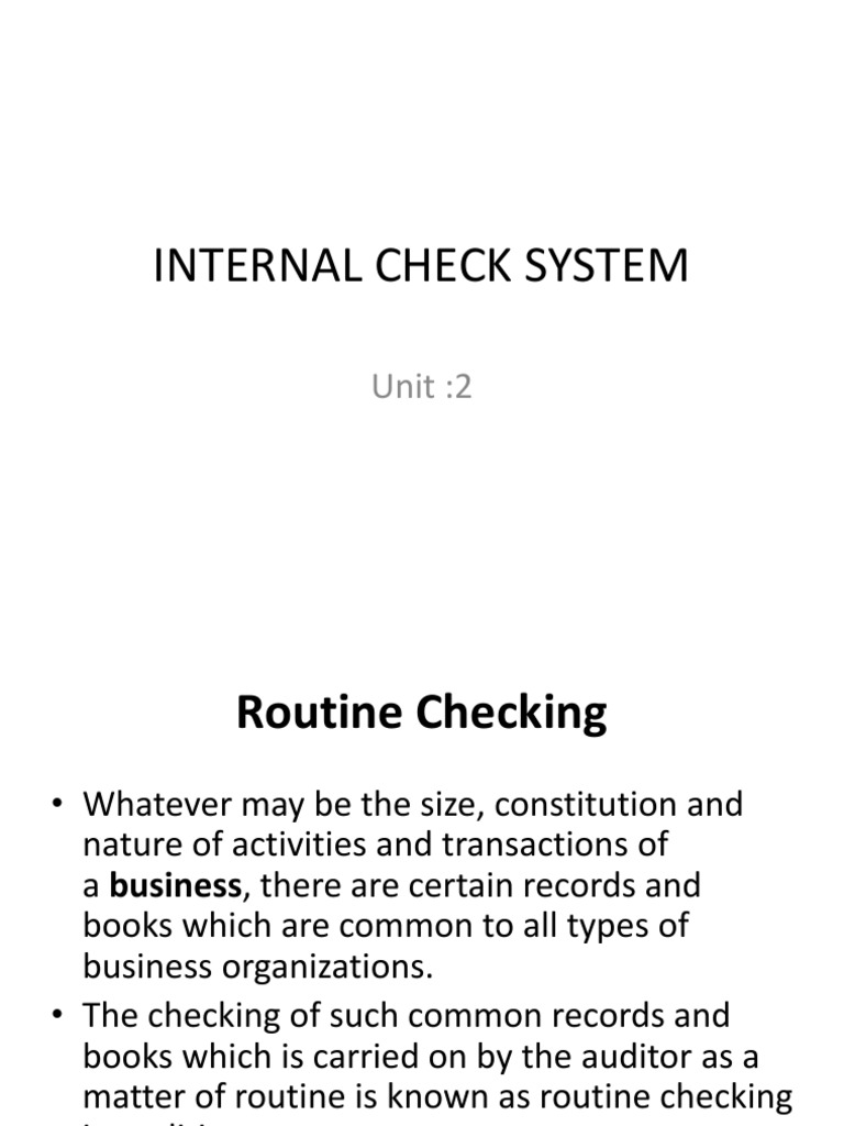Unit 2 Internal Check System | Download Free PDF | Cheque | Internal Control