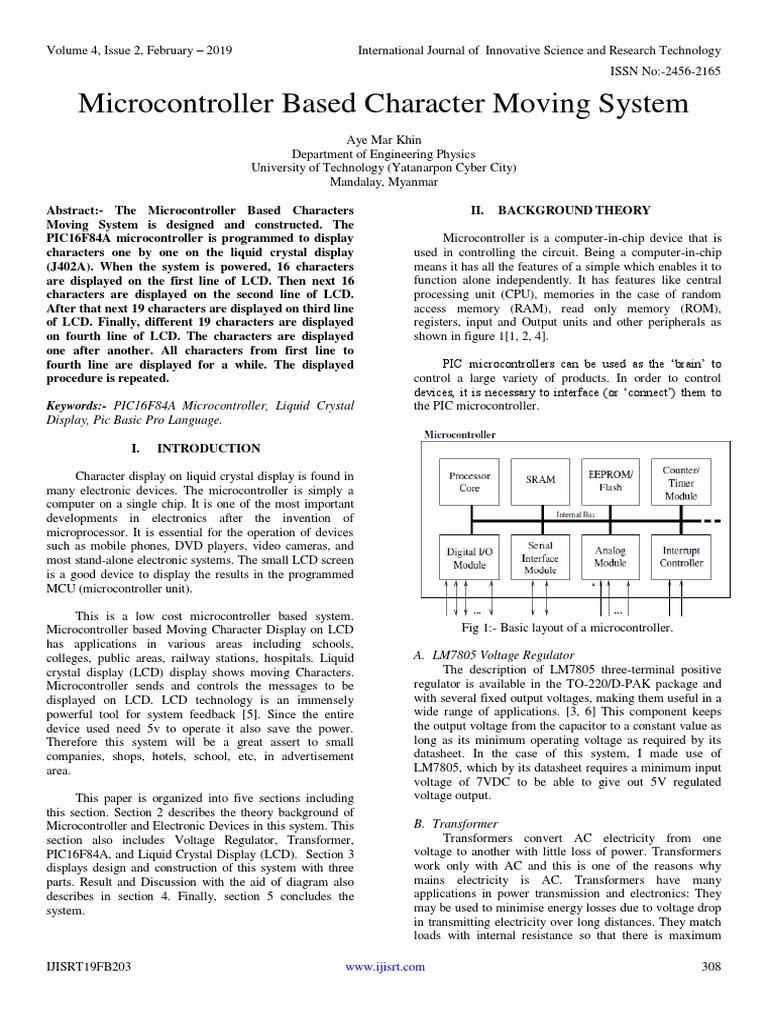 Microcontroller Based Character Moving System | PDF | Rectifier | Microcontroller