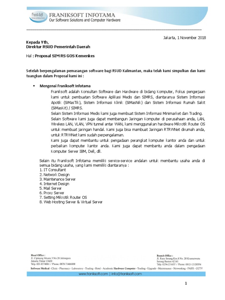 Proposal SIMRS Utk RSUD | PDF | Teknologi & Rekayasa
