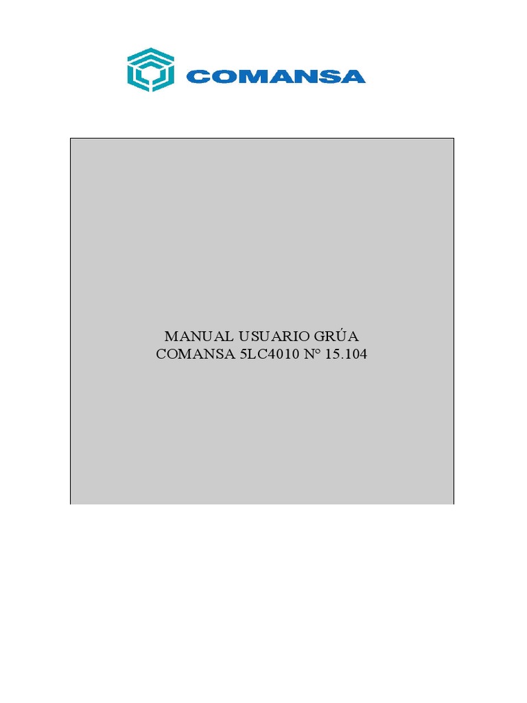Manual de Usuario Grúa Comansa | PDF | Grúa (máquina) | Transmisión de energía eléctrica