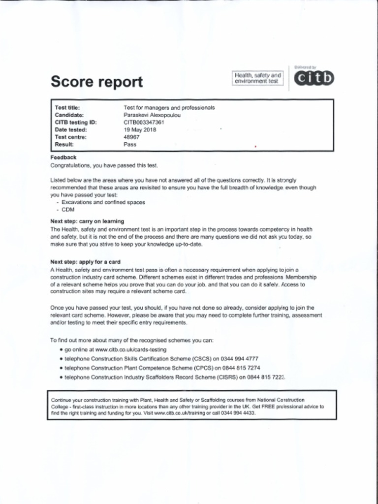 Score Report PDF | PDF