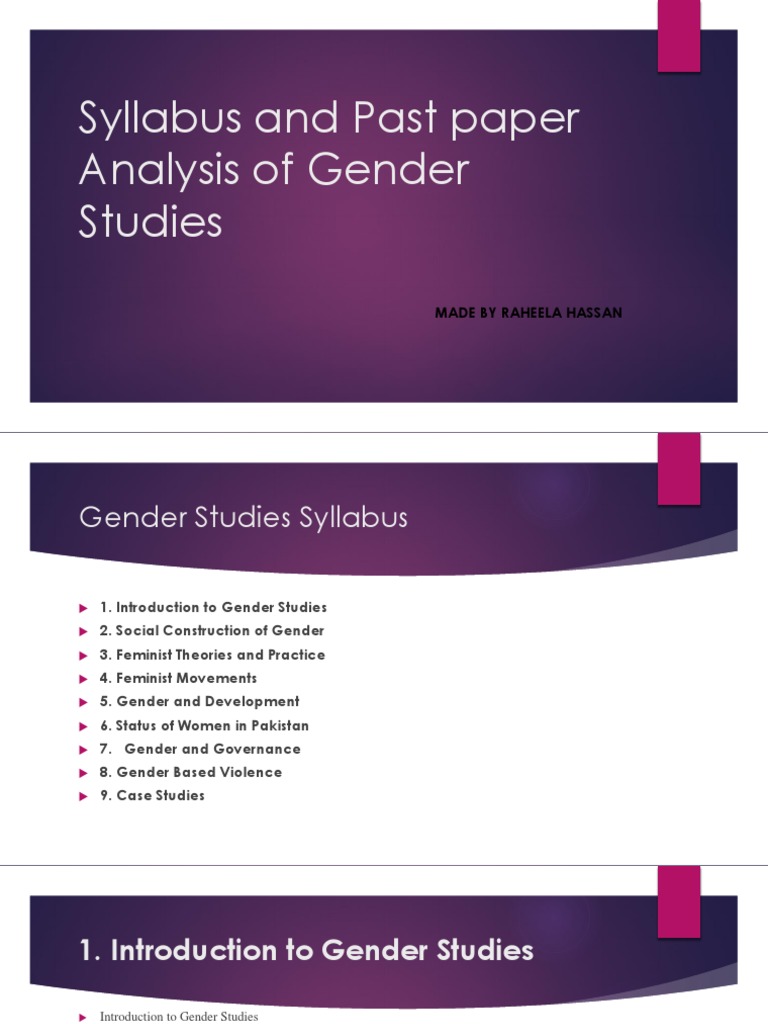 Syllabus and Past Paper Analysis of Gender Studies | PDF | Gender And ...