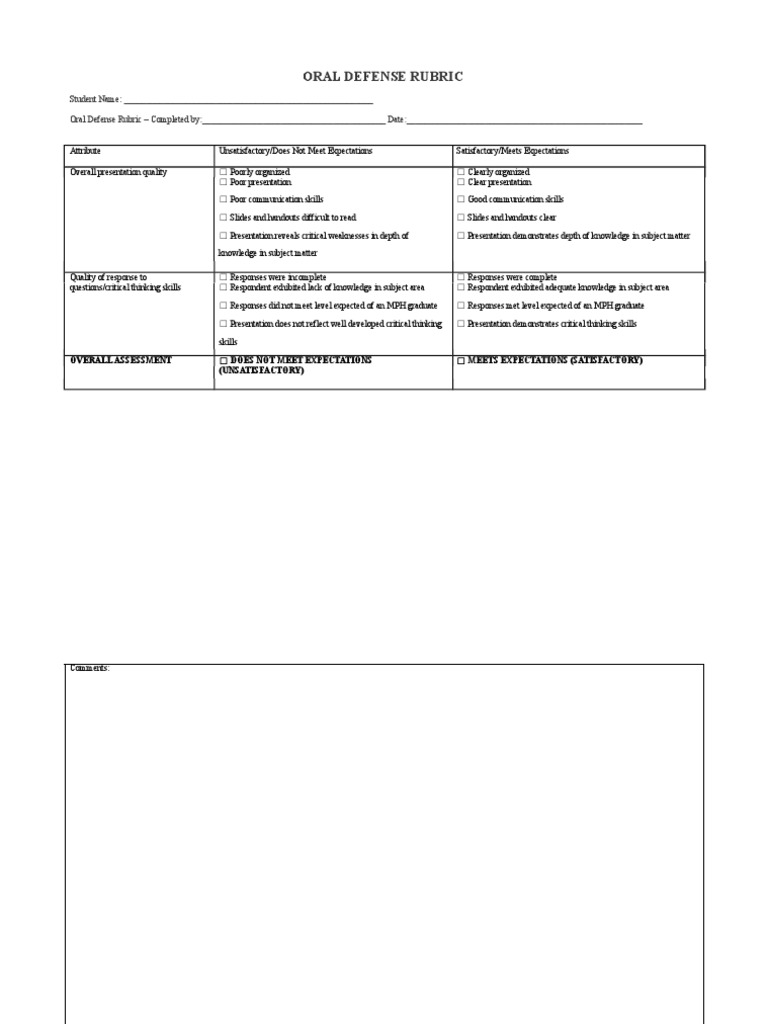 Oral Defense Rubric | PDF