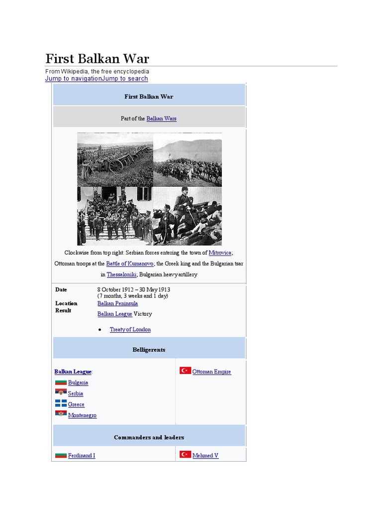 First Balkan War | Download Free PDF | Balkans | World War I