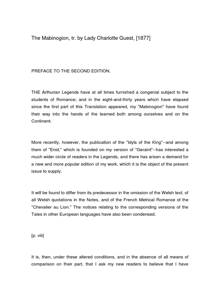 Mabinogion Translation Overview | PDF