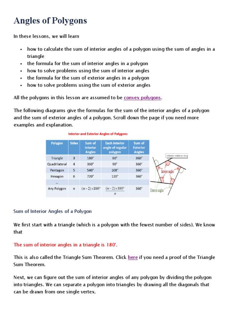 Angles of Polygons | PDF | Polygon | Triangle