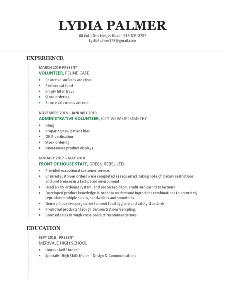 Lydia Palmer Resume | PDF | Point Of Sale | Business