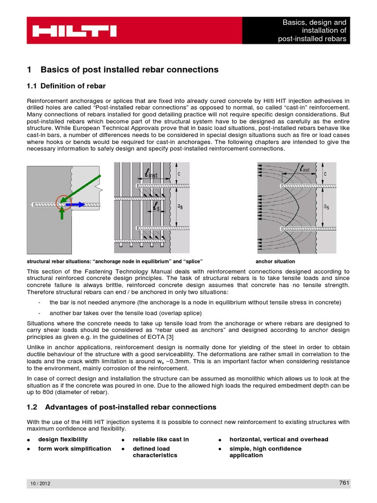 FTM Basic Design Post Installed Rebars Technical Information ASSET DOC ...