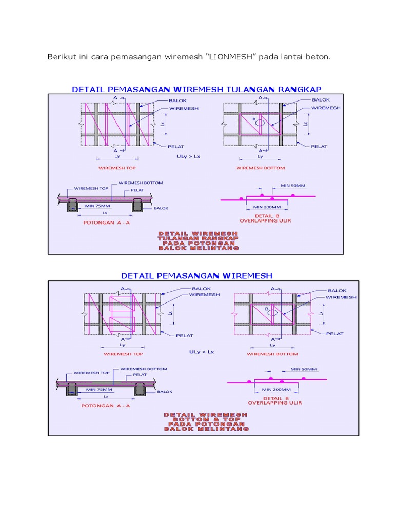 Panduan Pemasangan Wiremesh Lantai | PDF | Teknologi & Rekayasa