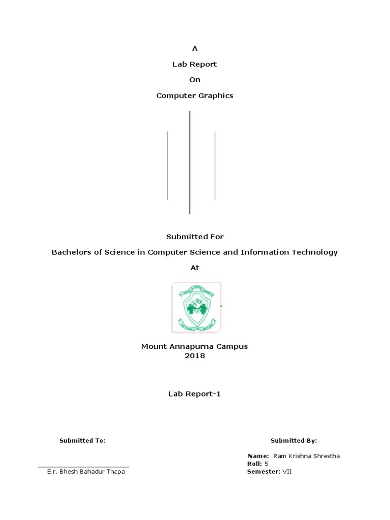 A Lab Report On Computer Graphics: Submitted To: Submitted By: Name ...