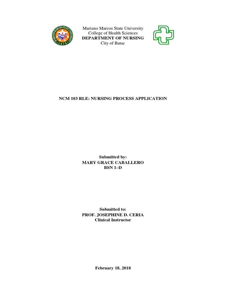 Nursing Process Application | PDF | Dehydration | Clinical Medicine