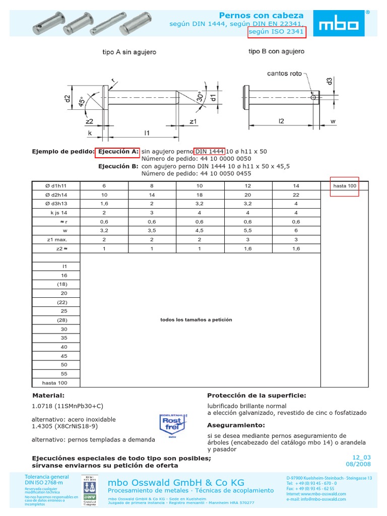 Pin ISO 2341 | PDF | Materiales | Rieles